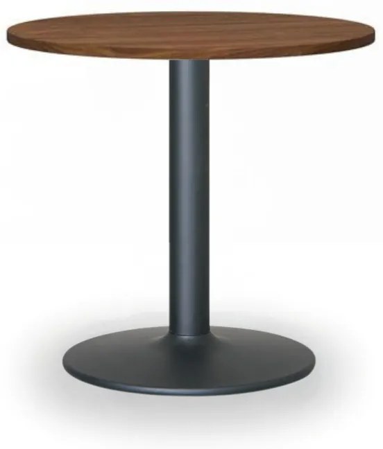 Konferenční stolek ZEUS II, průměr 60 cm, černá podnož, ořech