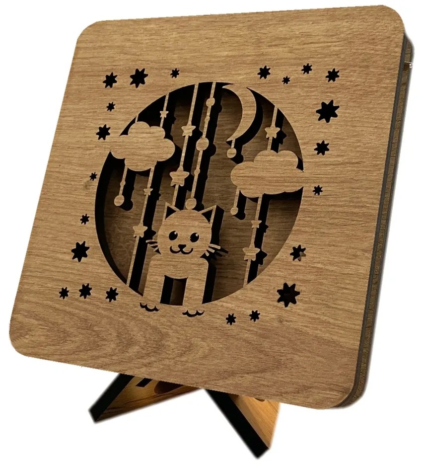 Li-Go "Kočička" lampa 19x19cm provedení povrchu: ořech