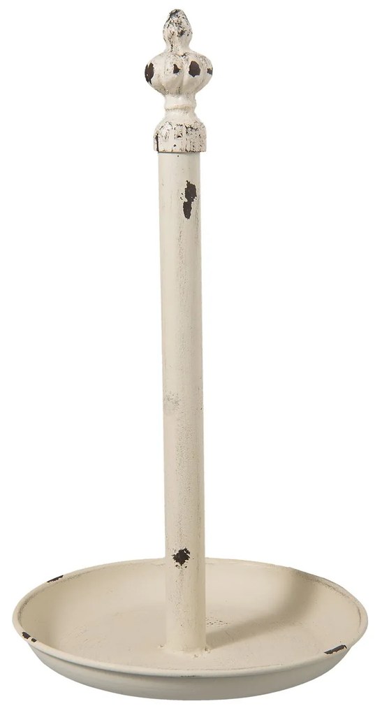 Béžový kovový stojan na kuchyňské utěrky s ozdobou - Ø 20*37 cm