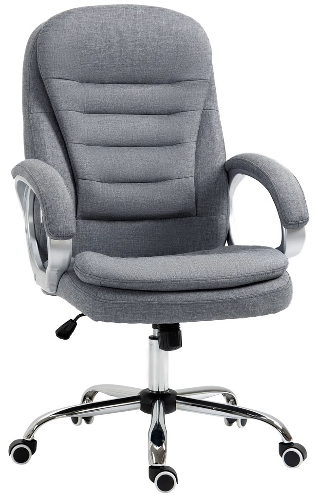 HOMCOM Kancelářská židle Vinsetto ergonomická s nastavitelnými područkami, výškově nastavitelná, houpací funkce, černá, len, 64x75x111-121 cm | Aosom…