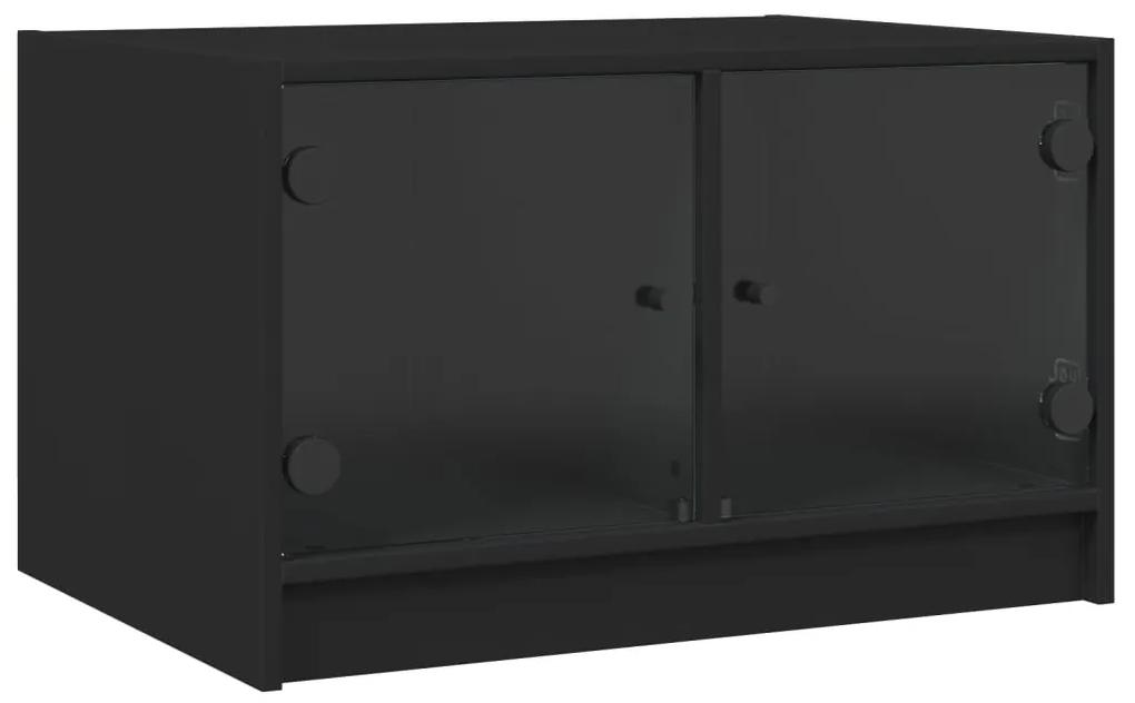 Konferenční stolek se skleněnými dvířky černý 68x50x42 cm - Default Title