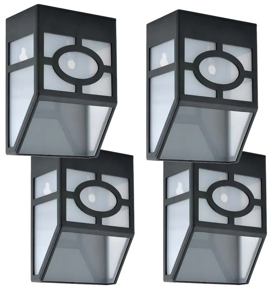 Venkovní černá solární lampa, 4 ks