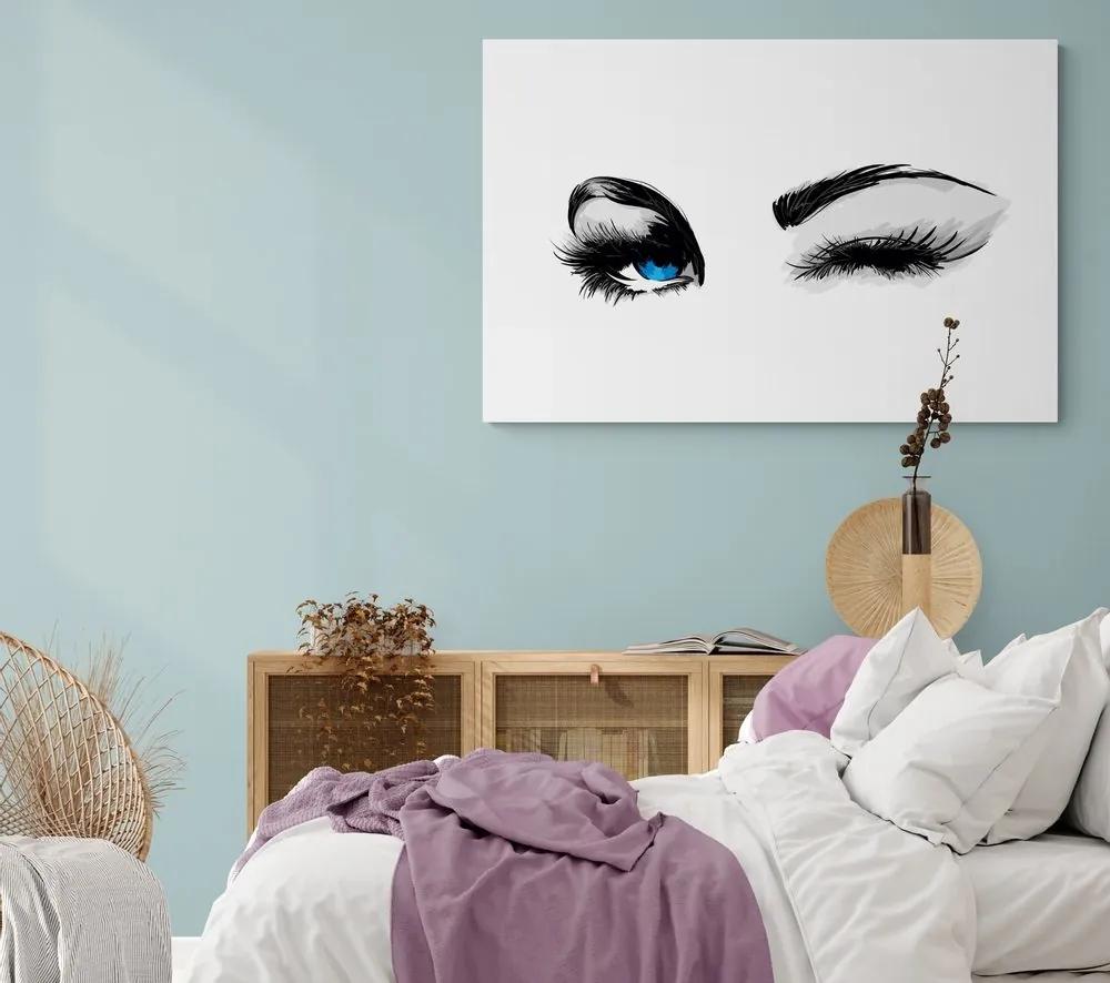 Obraz mrkající ženské oči - 60x40 cm