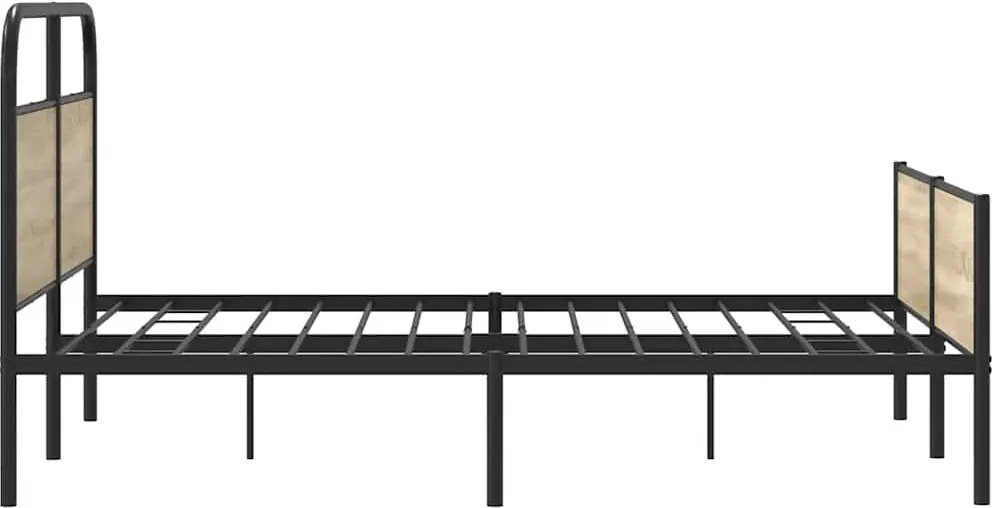 Kovový rám postele bez matrace kouřový dub 160 x 200 cm 3318673