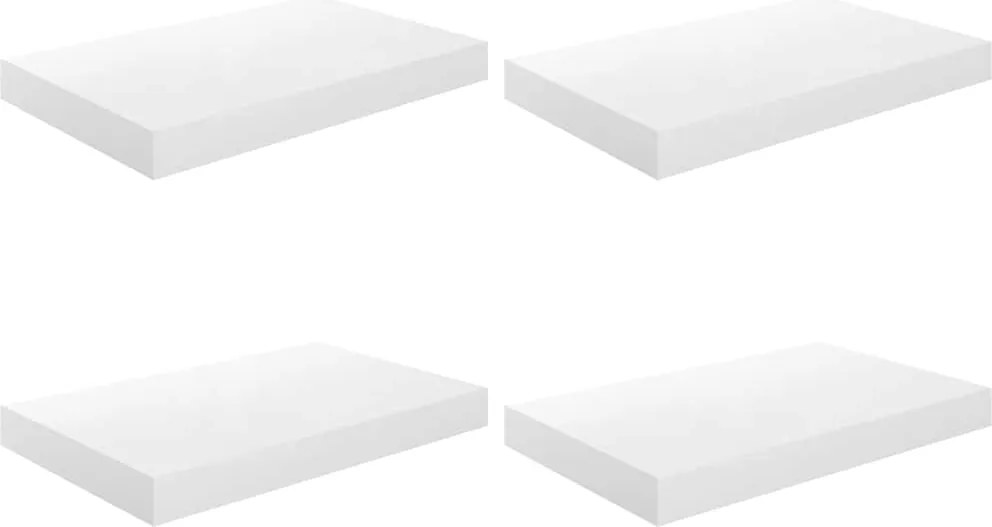 Plovoucí nástěnné police 4 ks bílé vysoký lesk 40x23,5x3,8 cm MDF 323744