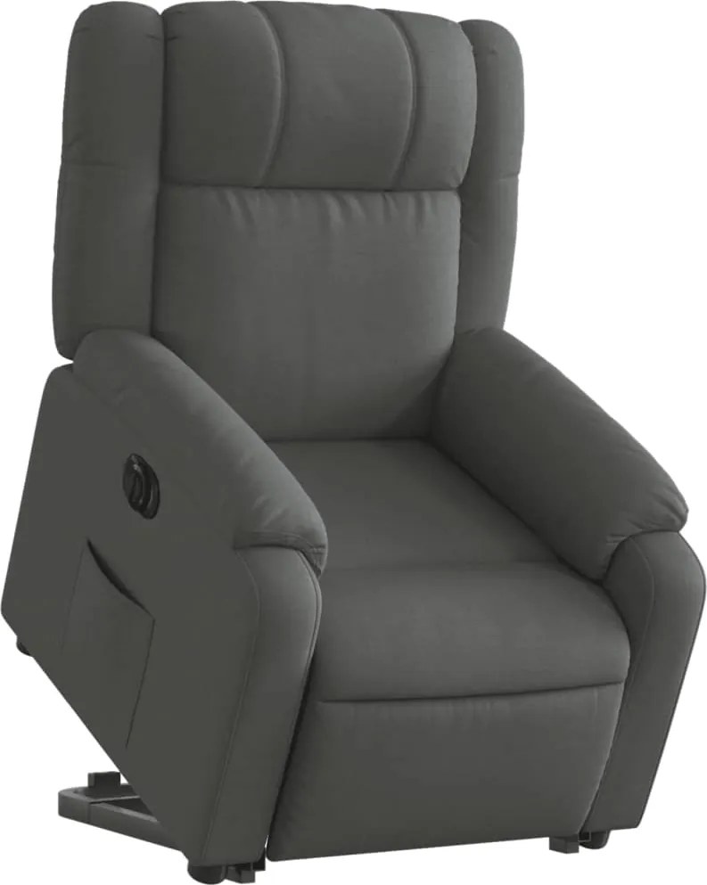 Elektrické zvedací polohovací křeslo tmavě šedé textil 3205227