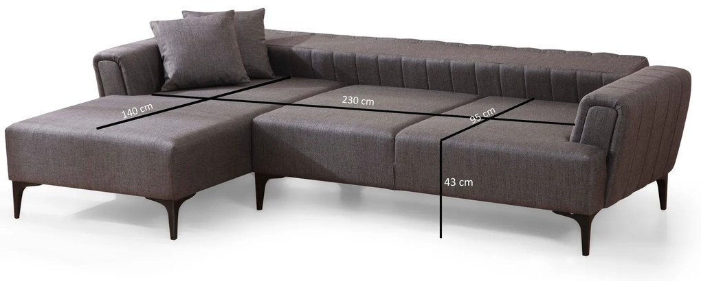Hanah Home Rohová pohovka HAMLET 270 cm tmavě šedá levá