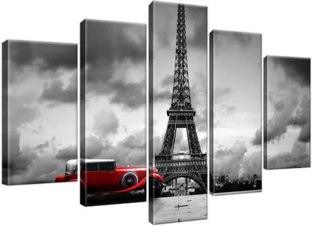 Tištěný obraz Výhled na Eiffelovu věž a klasický automobil Paříž 100x63cm 2082A_5D