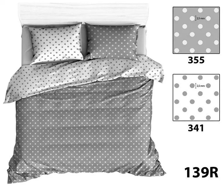 Extrapościel Bavlněné povlečení 140x200 R139 šedé bílé puntíky 355N 341N