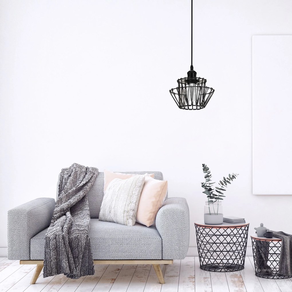 Toolight - Závěsné svítidlo 36cm E27 60W APP941-1CP, černá, OSW-05663