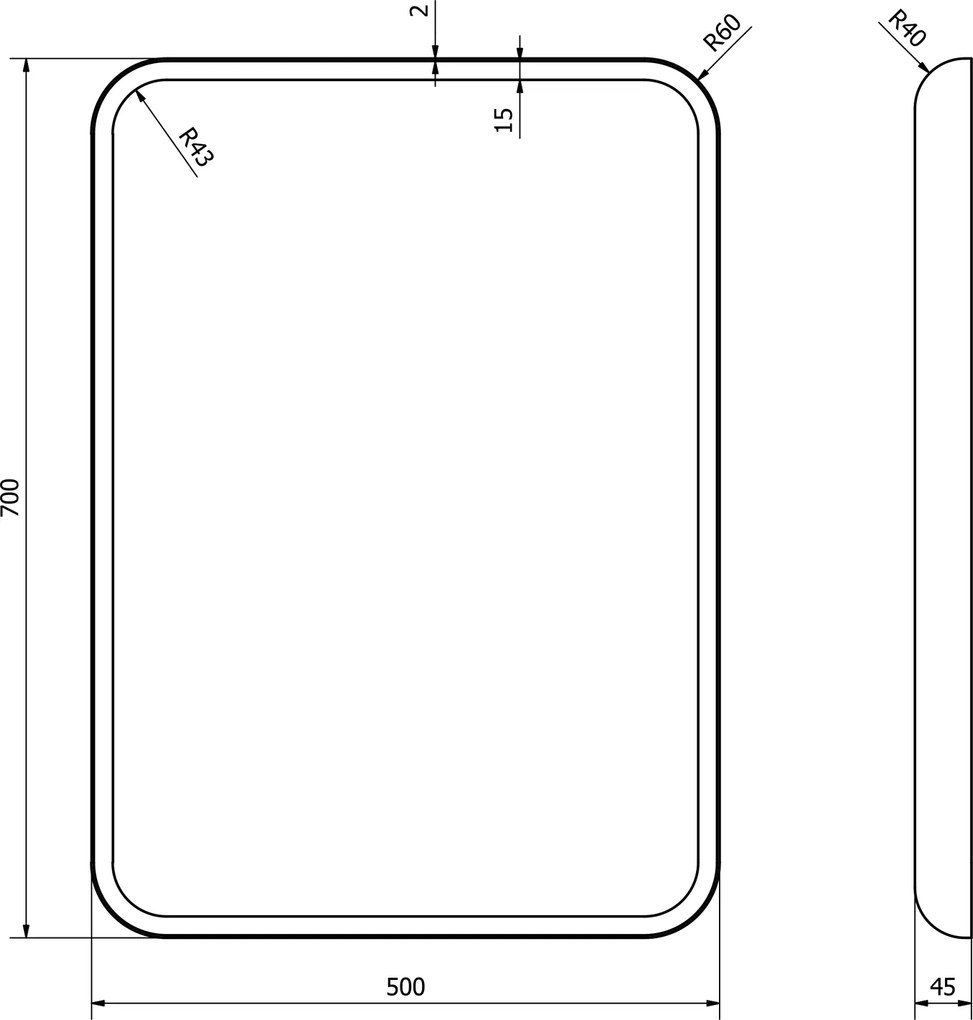 Sapho Sapho, FLOAT LED podsvícené zaoblené zrcadlo v rámu 500x700mm, bílá, 22571
