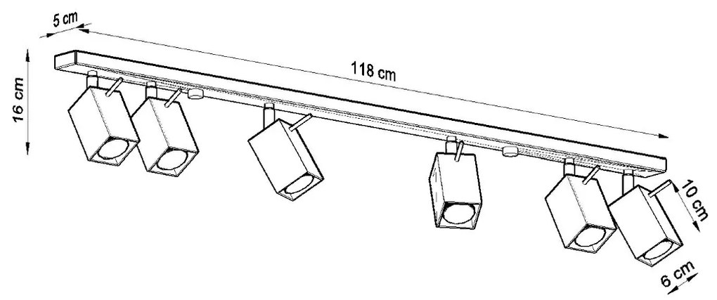 Bodové svítidlo Merida, 6x černé kovové stínítko, (možnost polohování)