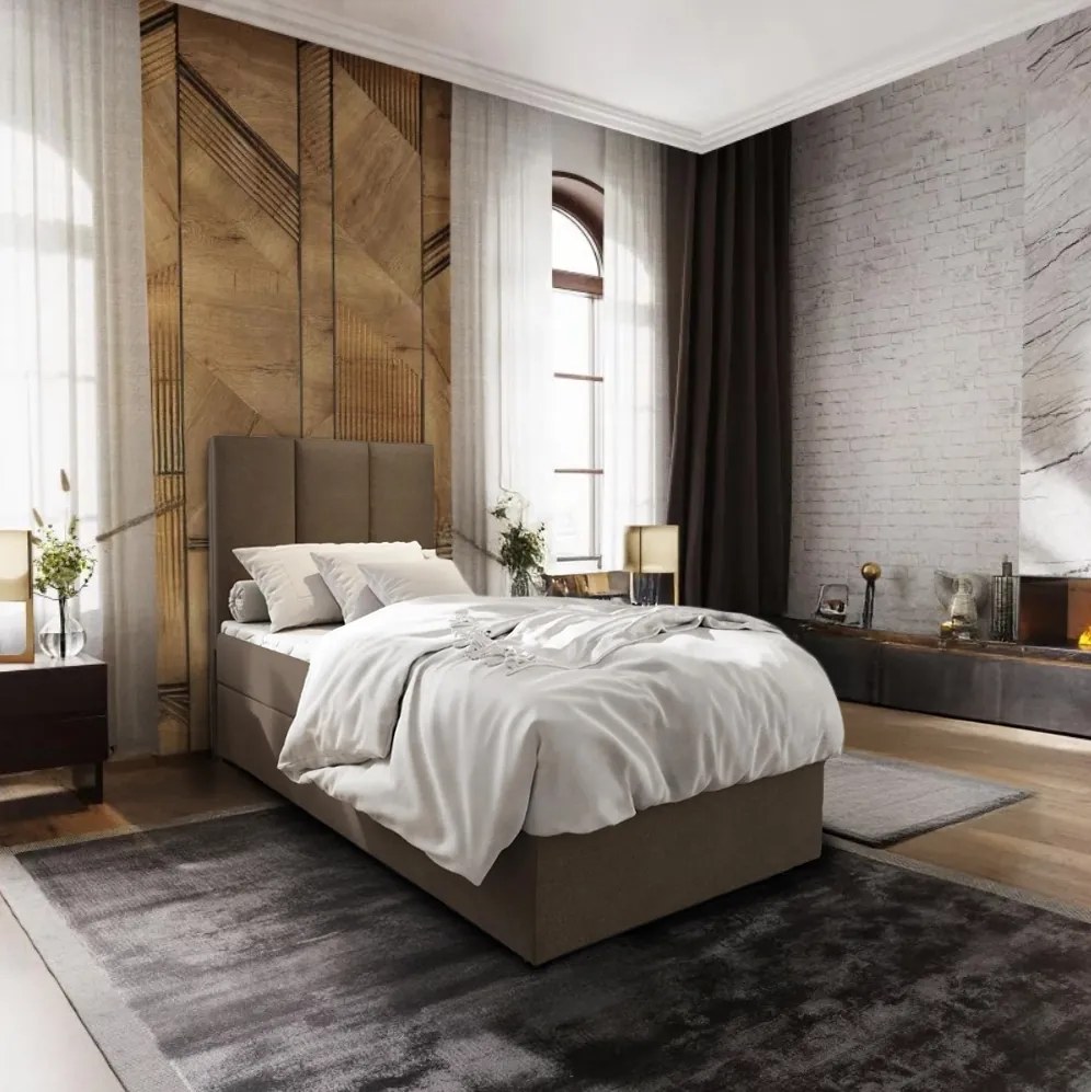 Čalouněná postel boxspring MERALIS 80x200 cm hnědá Matrace: Matrace Bonell pružinová