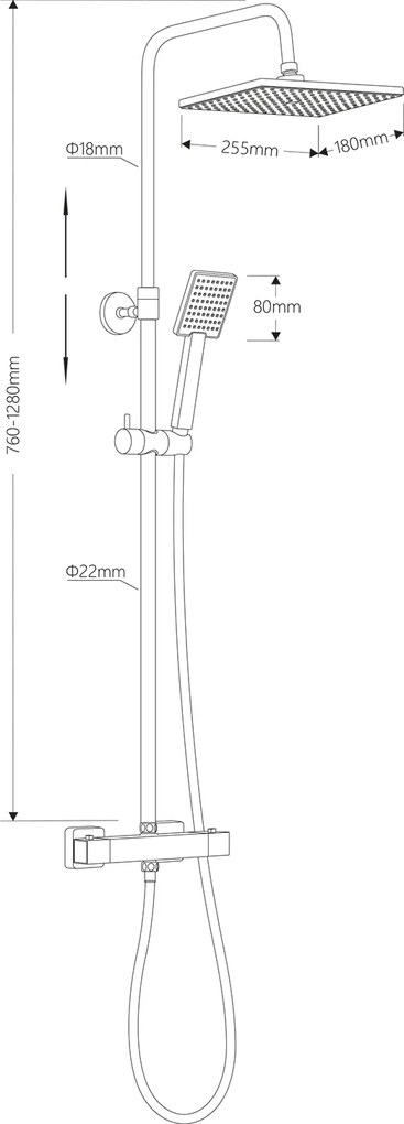 Aqualine Aqualine, TALIA sprchový sloup s termostatickou baterií, chrom, SL440