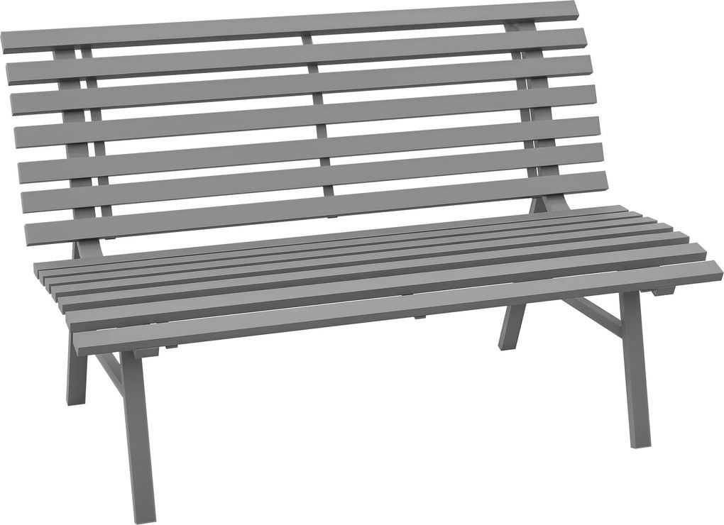 Outsunny zahradní lavice pro 2 osoby z hliníku, odolná proti povětrnostním vlivům, zahradní nábytek odolný proti UV záření s designem žaluzií, parková