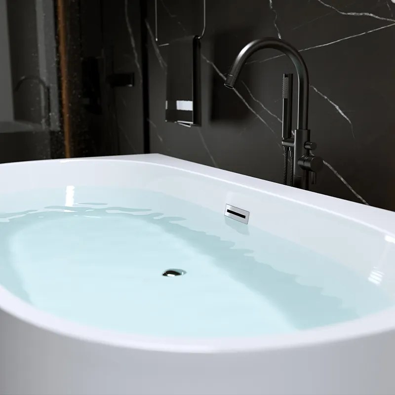 BPS-koupelny Volně stojící akrylátová vana ke stěně HYD-4721 NR526B 150x80 bílá, odtokový komplet chrom