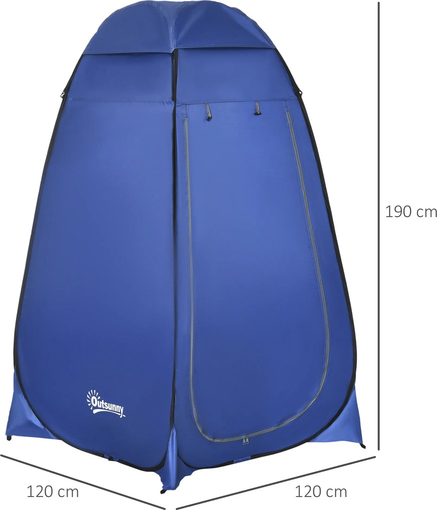 Outsunny Pop up WC stan, 120 x 120 x 190 cm, Mobilní kempingový sprchový stan, Převlékací stan s vnitřní kapsou, Sprchový kout, Polyester, Tmavě modr…