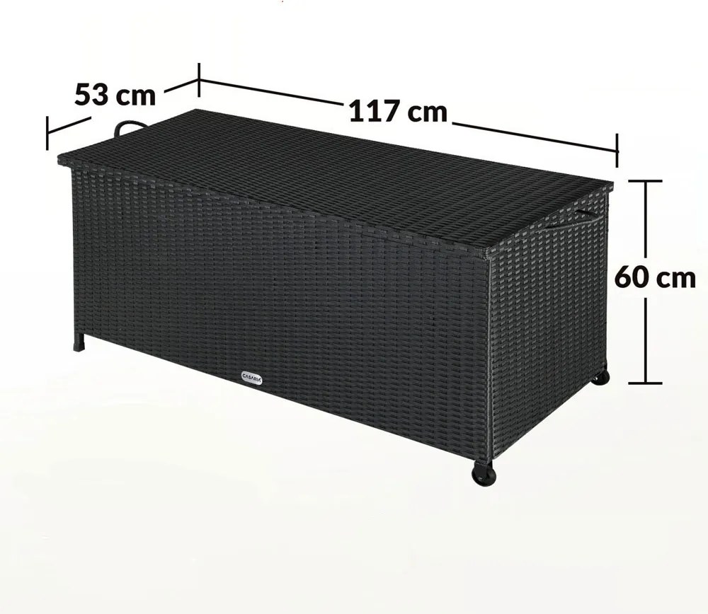 Polyratanový úložný box RICCO, 117 x 53 x 60cm, černá Casaria