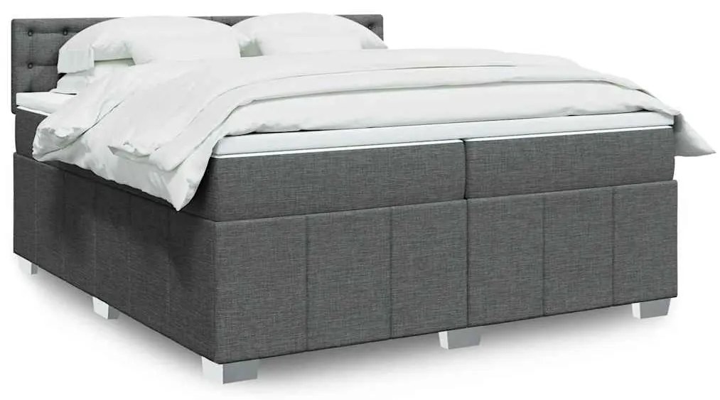 Box spring postel s matrací tmavě šedá 200x200 cm textil