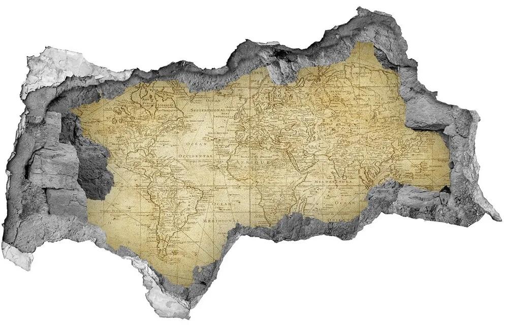 Wallmuralia Samolepící díra na stěnu Stará mapa světa 95x73 cm
