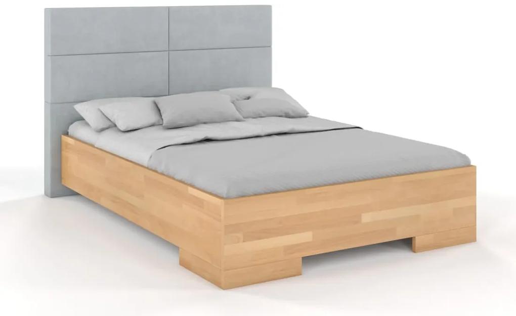 Buková postel s čalouněným čelem - Berg - zvýšená,   , Buk přírodní, 160x200 cm