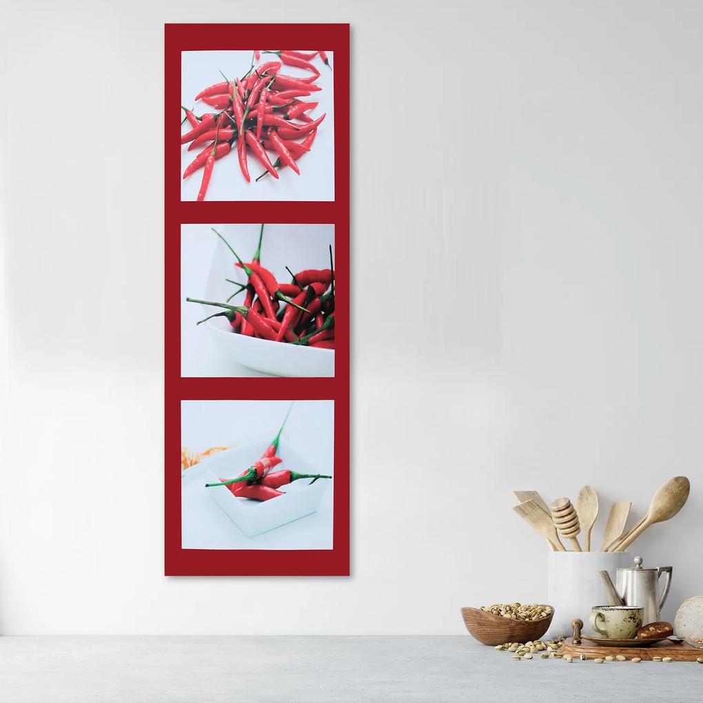 Gario Obraz na plátně Červené chilli papričky na červeném pozadí Rozměry: 30 x 90 cm