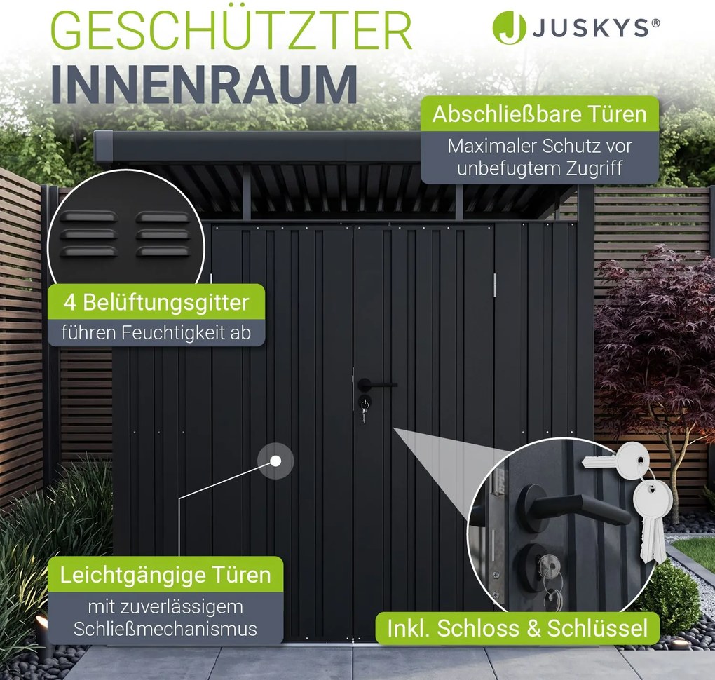 Juskys Kovový zahradní domek Luzern Barva: antracitová, Velikost: 5,2 m²