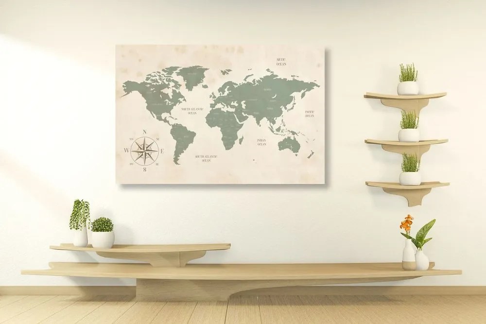 Obraz decentní mapa světa - 60x40 cm