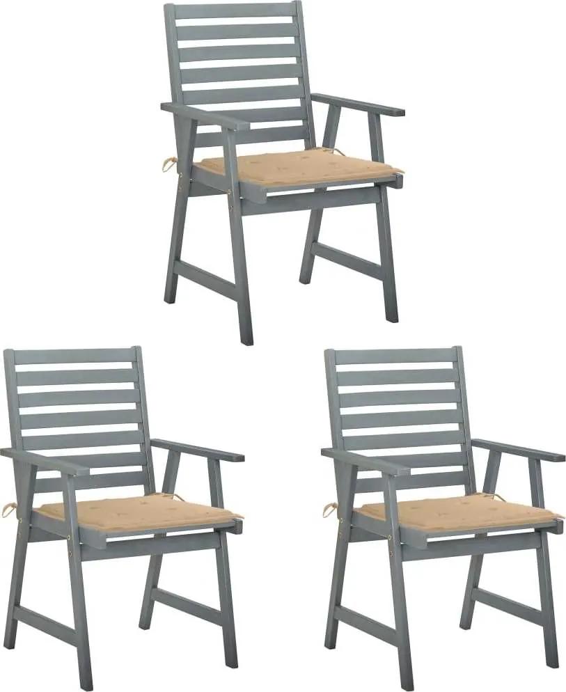 vidaXL Zahradní jídelní židle s poduškami 3 ks masivní akáciové dřevo [3064440] Barva: Královská modř