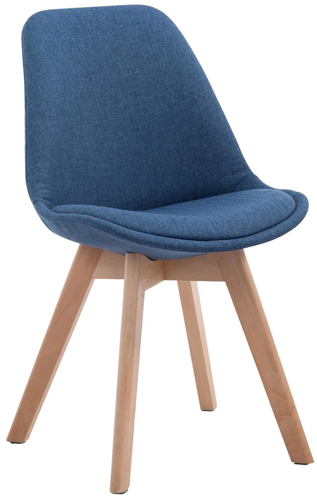 Židle Borne V2 látka, dřevené nohy natura - Modrá