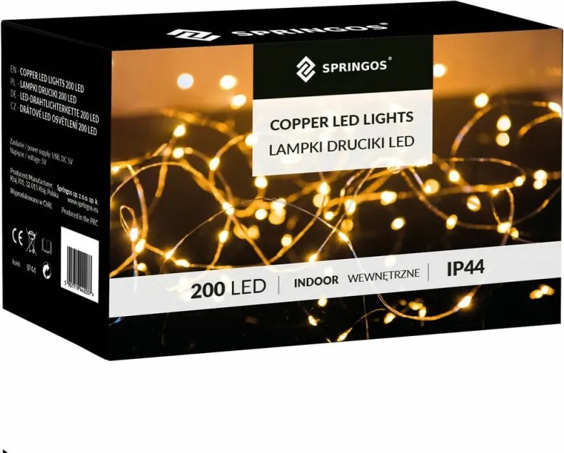 LED Nano světelný závěs - 3x2m, 200LED, 8 funkcí, ovladač, USB, IP44, multicolor