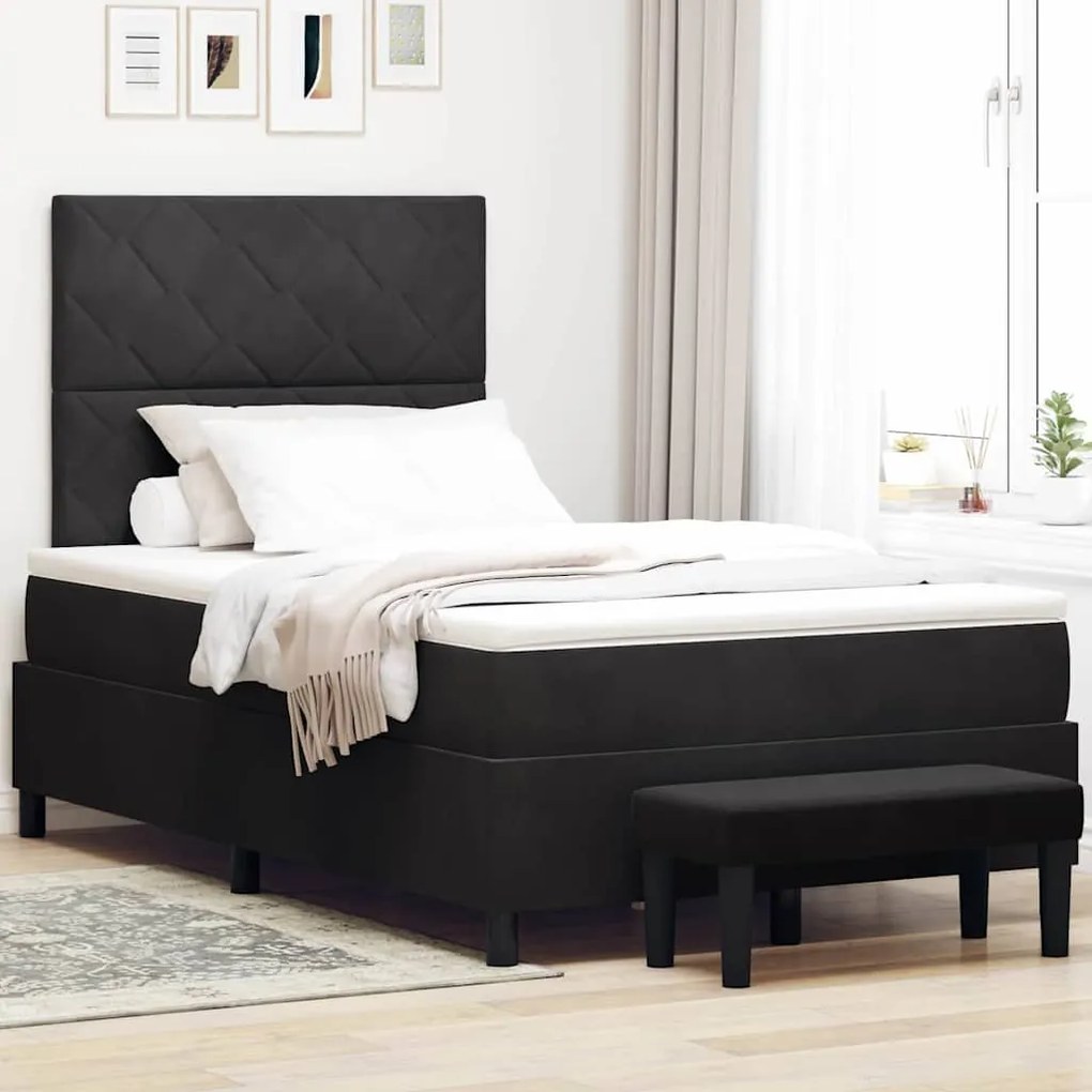 Postel s boxspringem s čelo Černá 190 x 120 cm samet 3344566