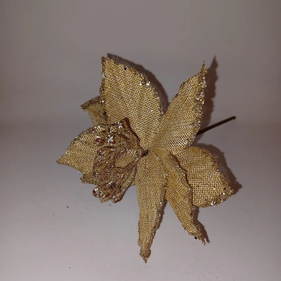 Dekorace umělý květ, 20 cm, šampaň