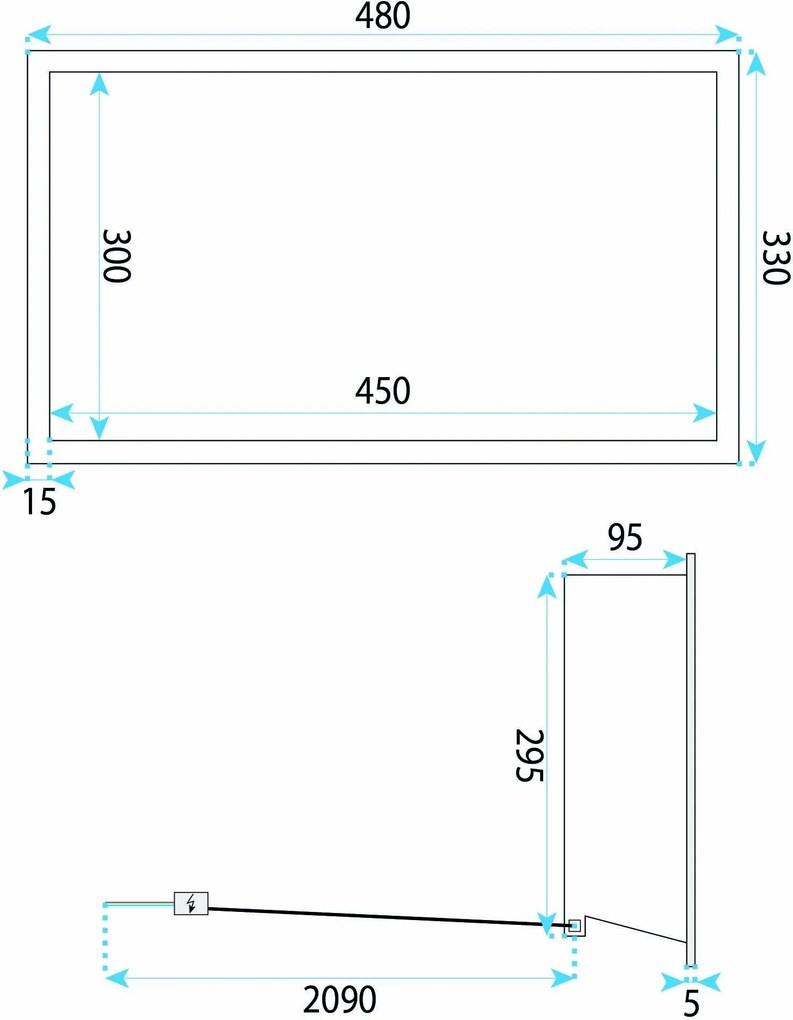 Rea Rea, VSTAVANÁ KOUPELNOVÁ POLICE LED 30x45 Titan, REA-08566