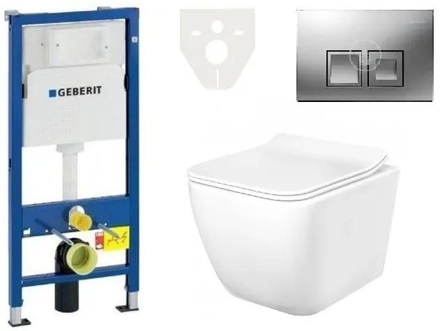 AKCE/SET/LIVERO Geberit - Modul pro závěsné WC s tlačítkem Delta50, lesklý chrom + WC Rea Martin Slim Duroplast a sedátko