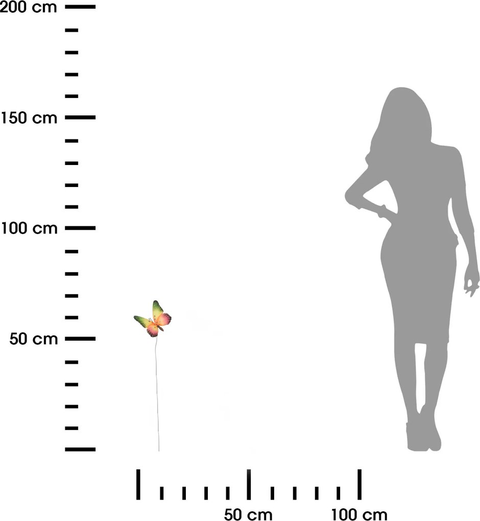 Zapichovací zahradní dekorace Butterfly 2, sada 3ks, 70 cm, kov, vícebarevná