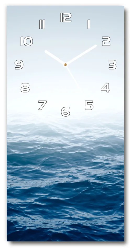 Wallmuralia Nástěnné skleněné hodiny Mořské vlny 30x60 cm