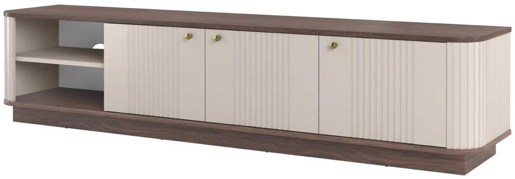 TV stolek Vesper 3D 187 cm - kašmír / ořech / zlaté úchyty