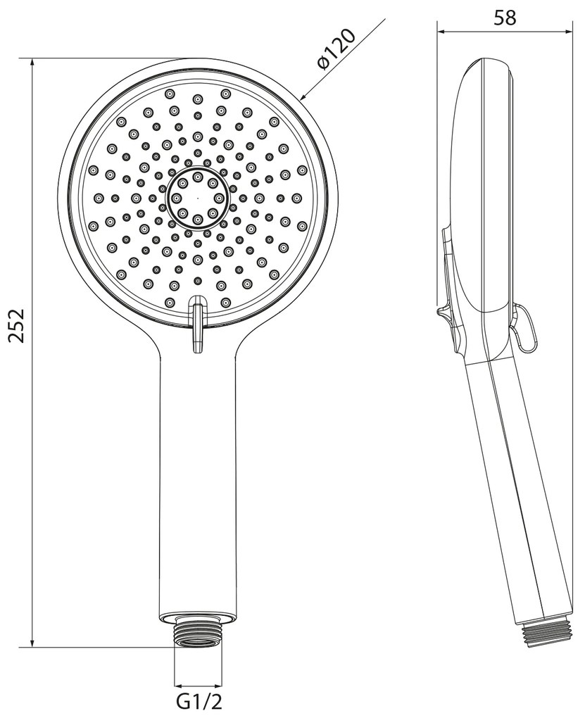 Sapho Sapho, Ruční masážní sprcha, 4 režimy, průměr 120mm, ABS/černá mat, 1204-51B