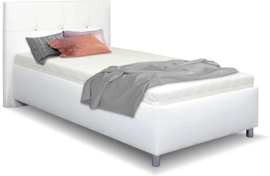Čalouněná postel s úložným prostorem Crissy, 120x200, bílá INTENA