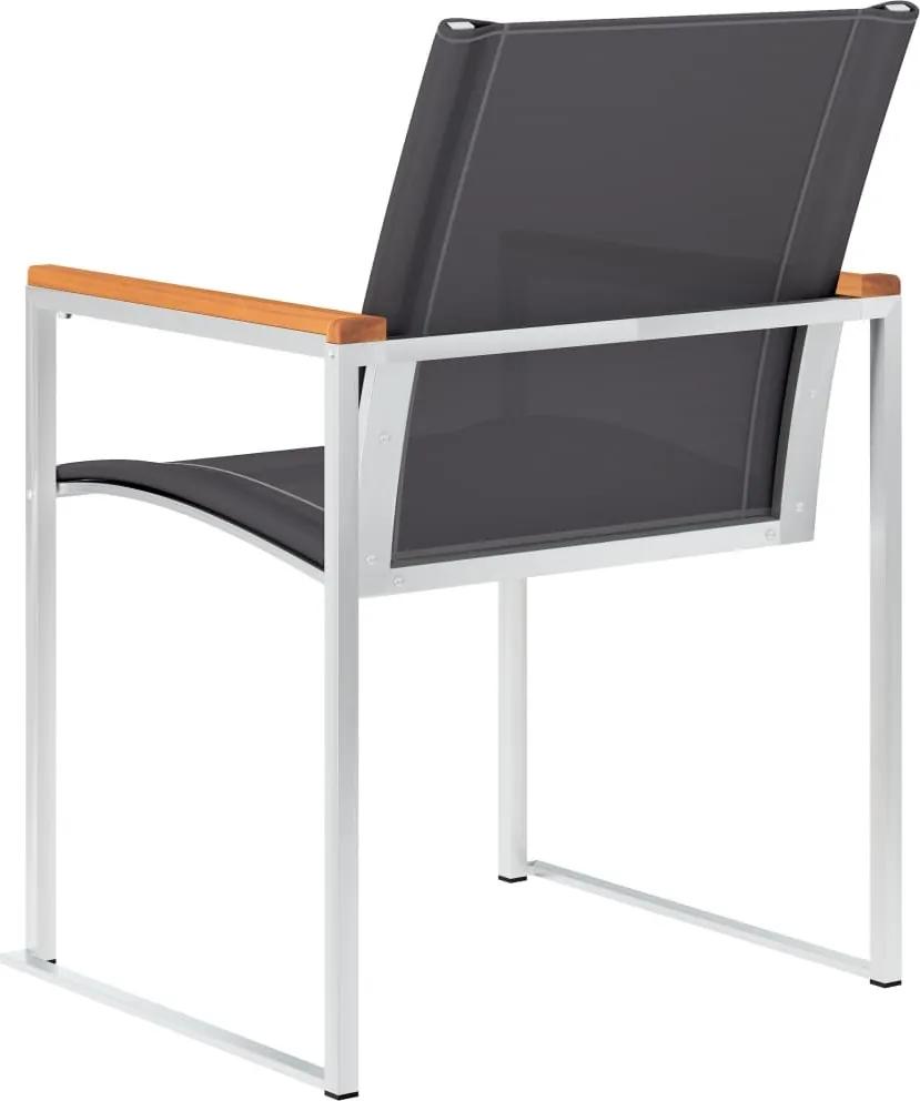 vidaXL Zahradní židle 2 ks textilen a nerezová ocel šedé [46497]
