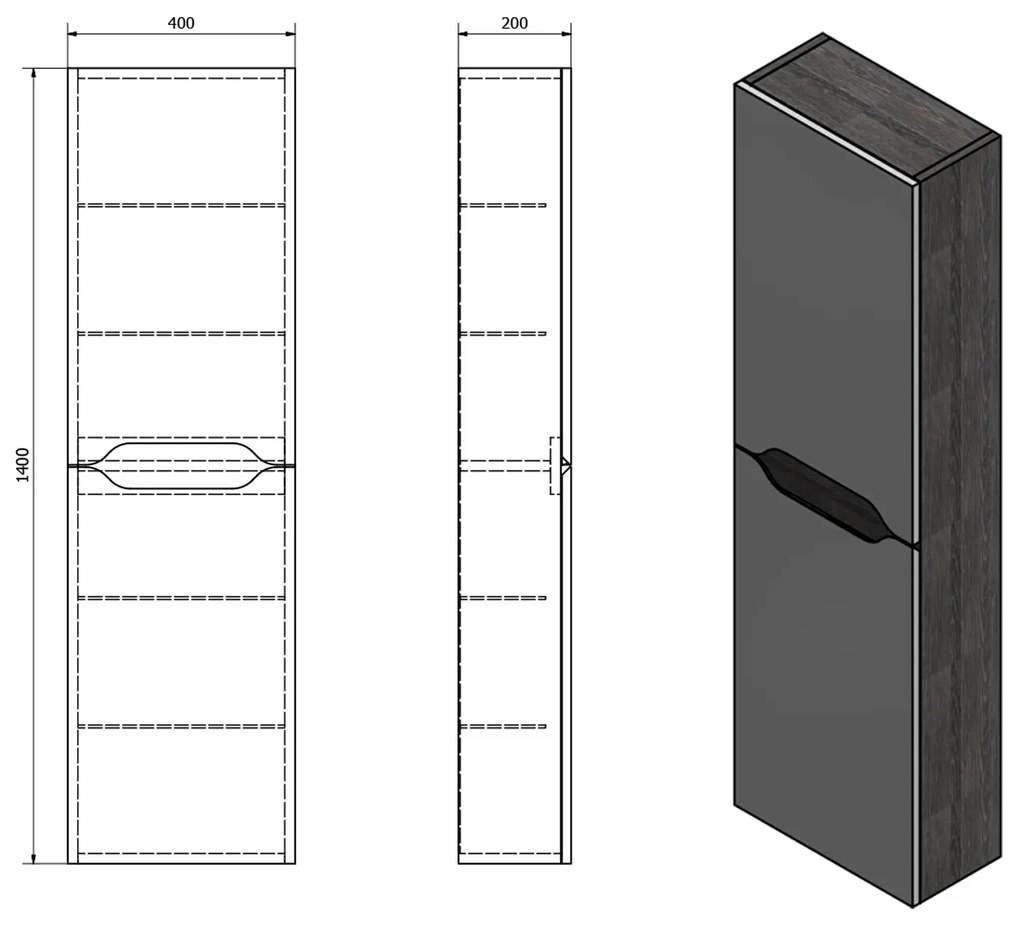 Sapho, WAVE skříňka vysoká 40x140x20cm, levá/pravá, bílá (WA249LP), WA250-3030