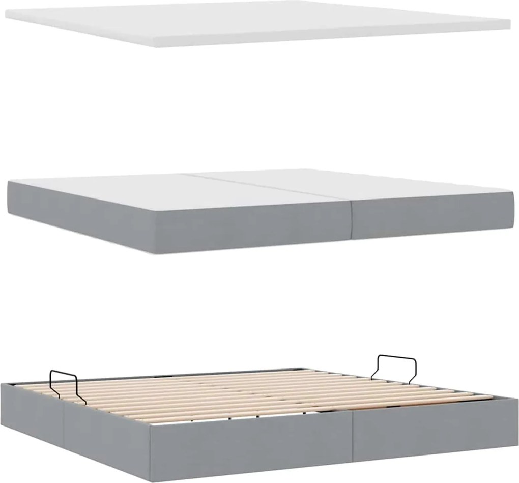 Postel s úložným prostorem a matrací Světle šedá 200 x 200 cm 3370467