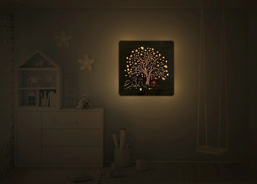 Li-Go "Malý princ" světelný obraz 230V 62x62 cm provedení povrchu: dub světlý