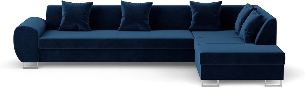 KOOKO HOME Rohová rozkládací sametová pohovka s úložným prostorem Adagio XL pravý roh