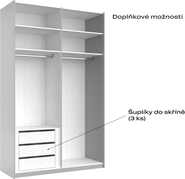 Skříň s posuvnými dveřmi 1,5x2,4 m lesklá / zrcadlo Megy