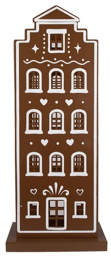 Hnědá kovová svítící perníková chaloupka Gingerbread House - 31*16*75 cm / 3*AA