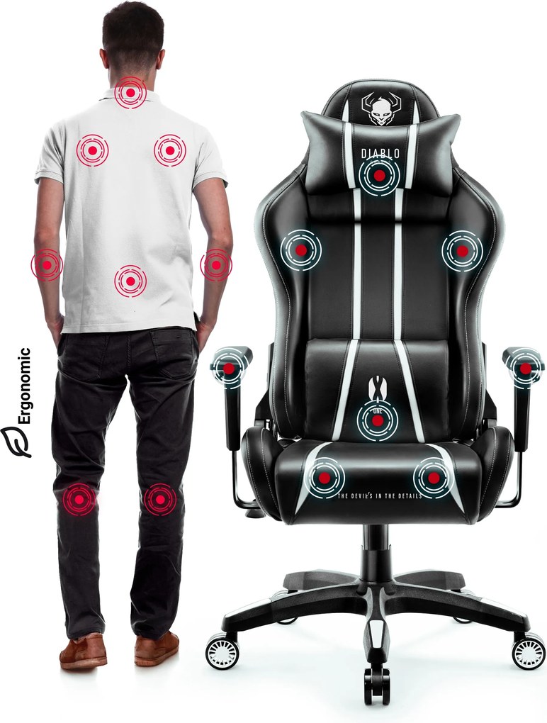 Herní křeslo z eko kůže Normal Size, černý-bílý: Diablo X-One 2.0