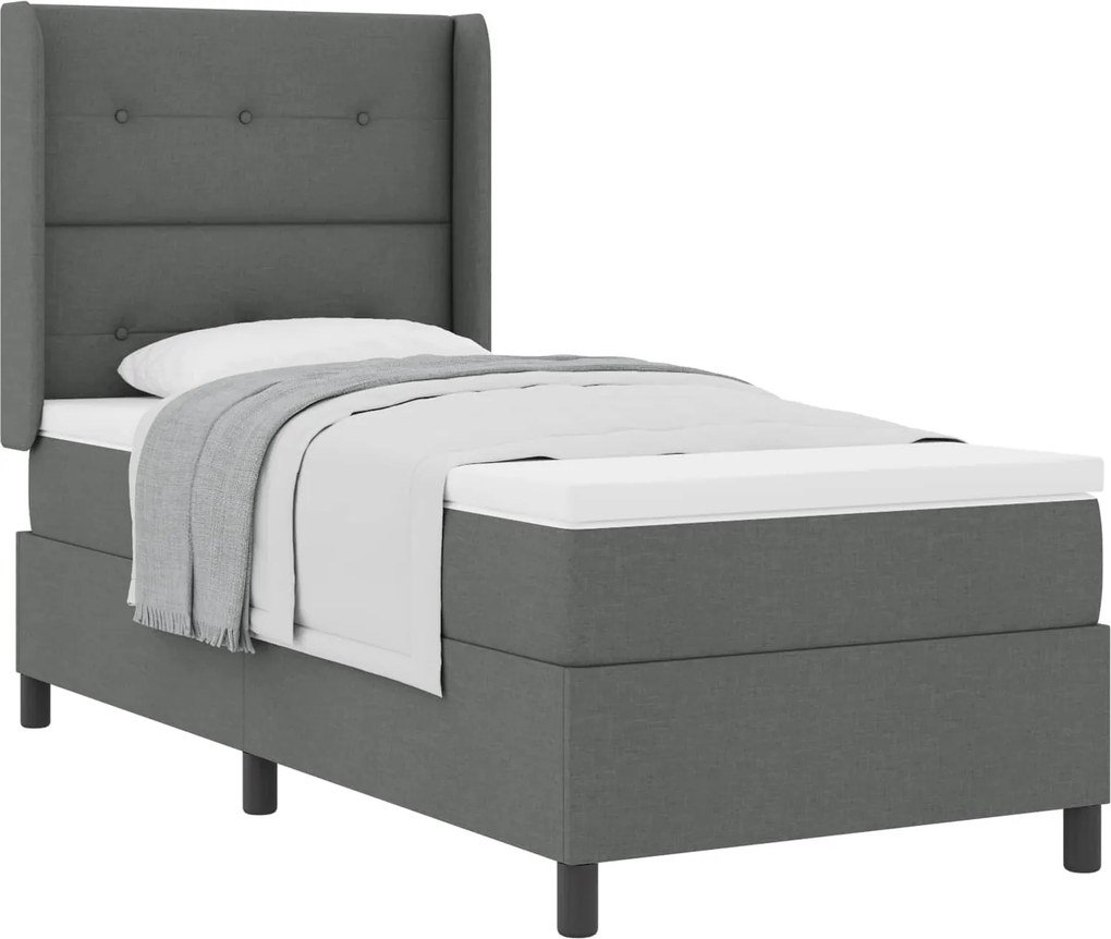 Postel s boxspringem s polštářem Tmavě šedá 200 x 80 cm textil 3341610
