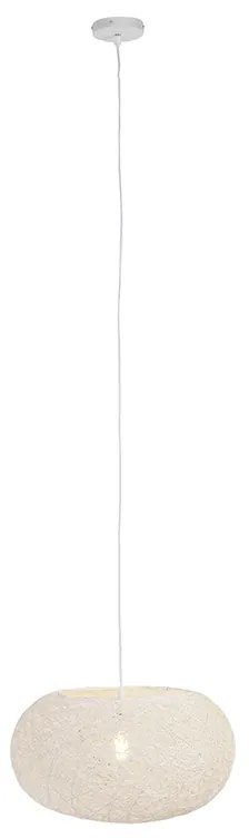 Venkovská závěsná lampa bílá 50 cm - Corda Flat